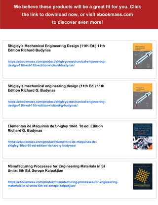 Shigley's Mechanical Engineering Design in SI Units (11th Ed.) 11th ...