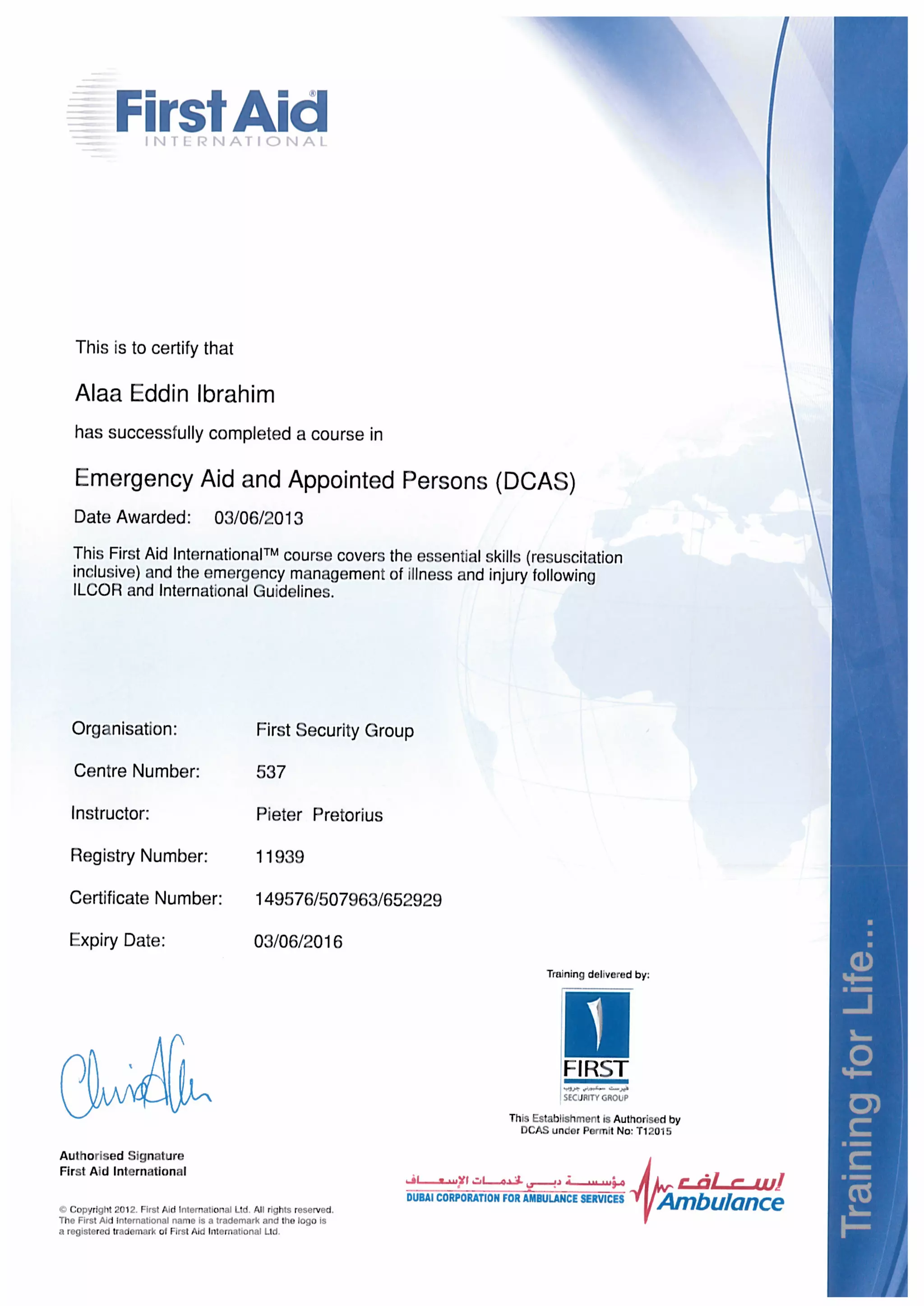 First Aid Certificate | PDF | First Aid | Injuries