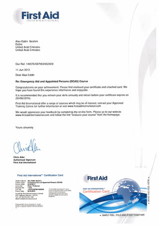 First Aid Certificate | PDF