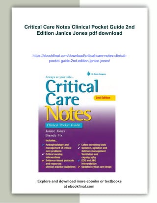 Critical Care Notes Clinical Pocket Guide 2nd Edition Janice Jones | PDF