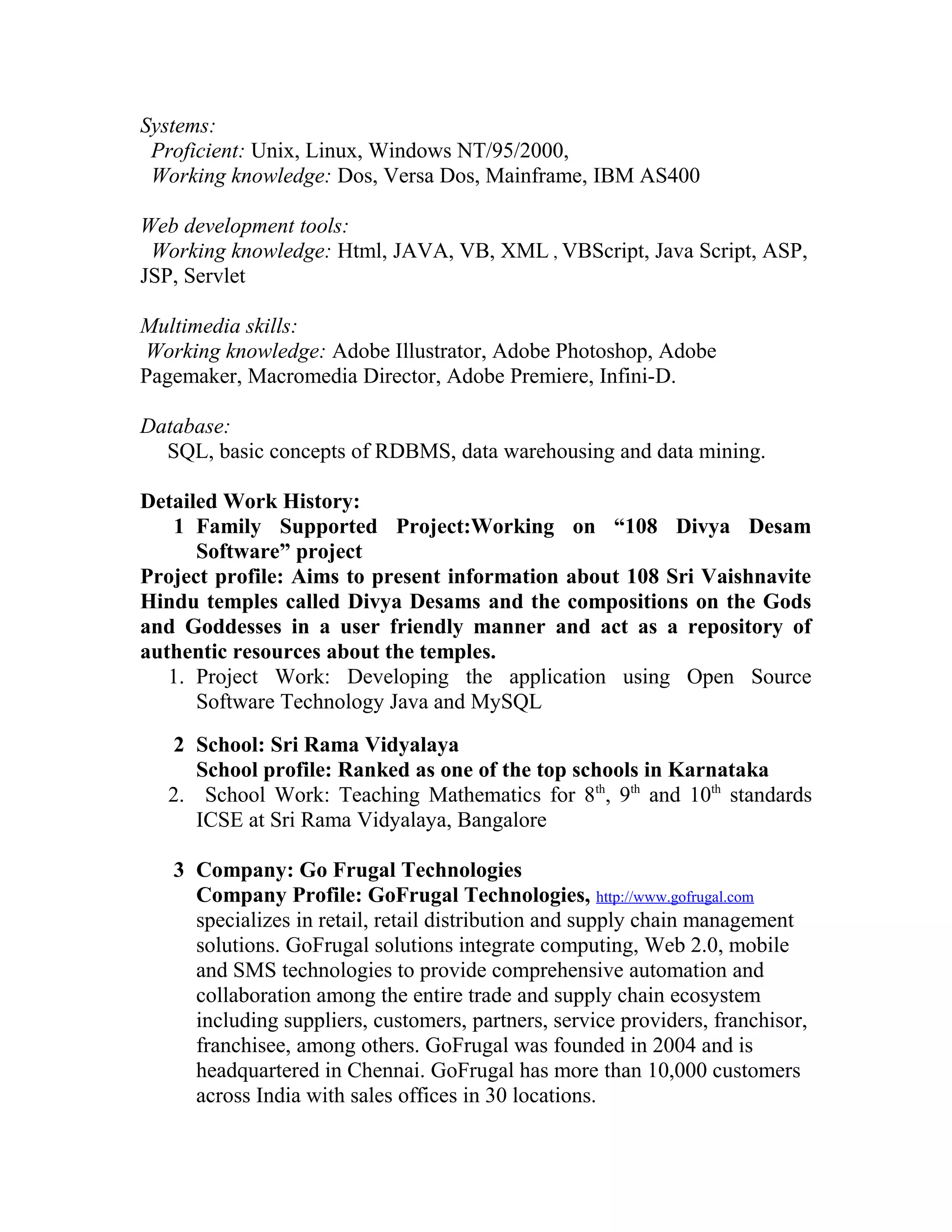 Bharath Detailed Resume | DOC