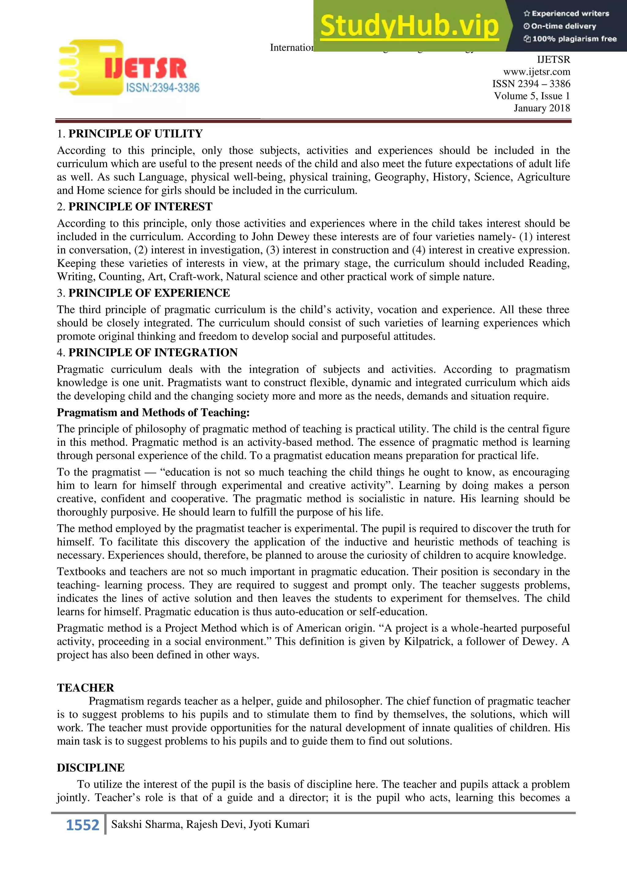 549 Pragmatism In Education | PDF