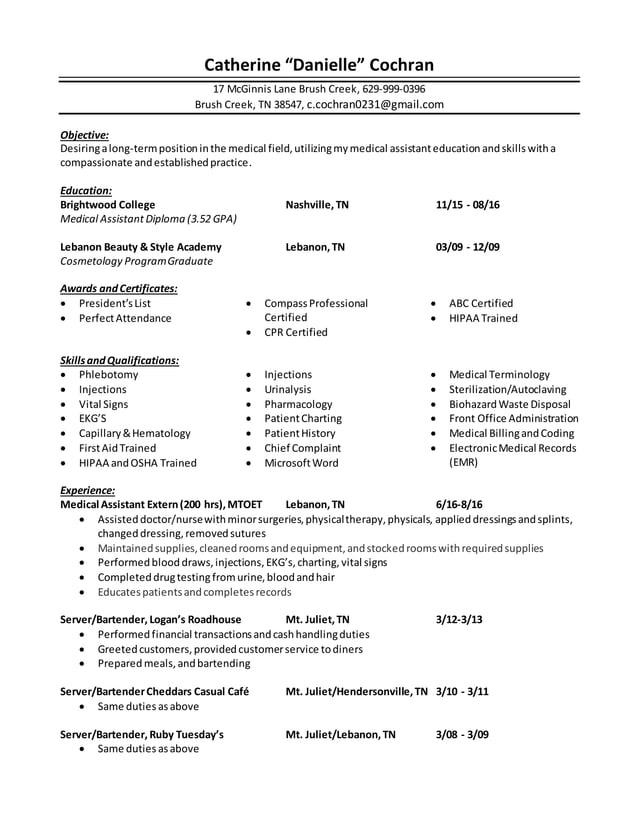 Catherine Cochran Resume | PDF