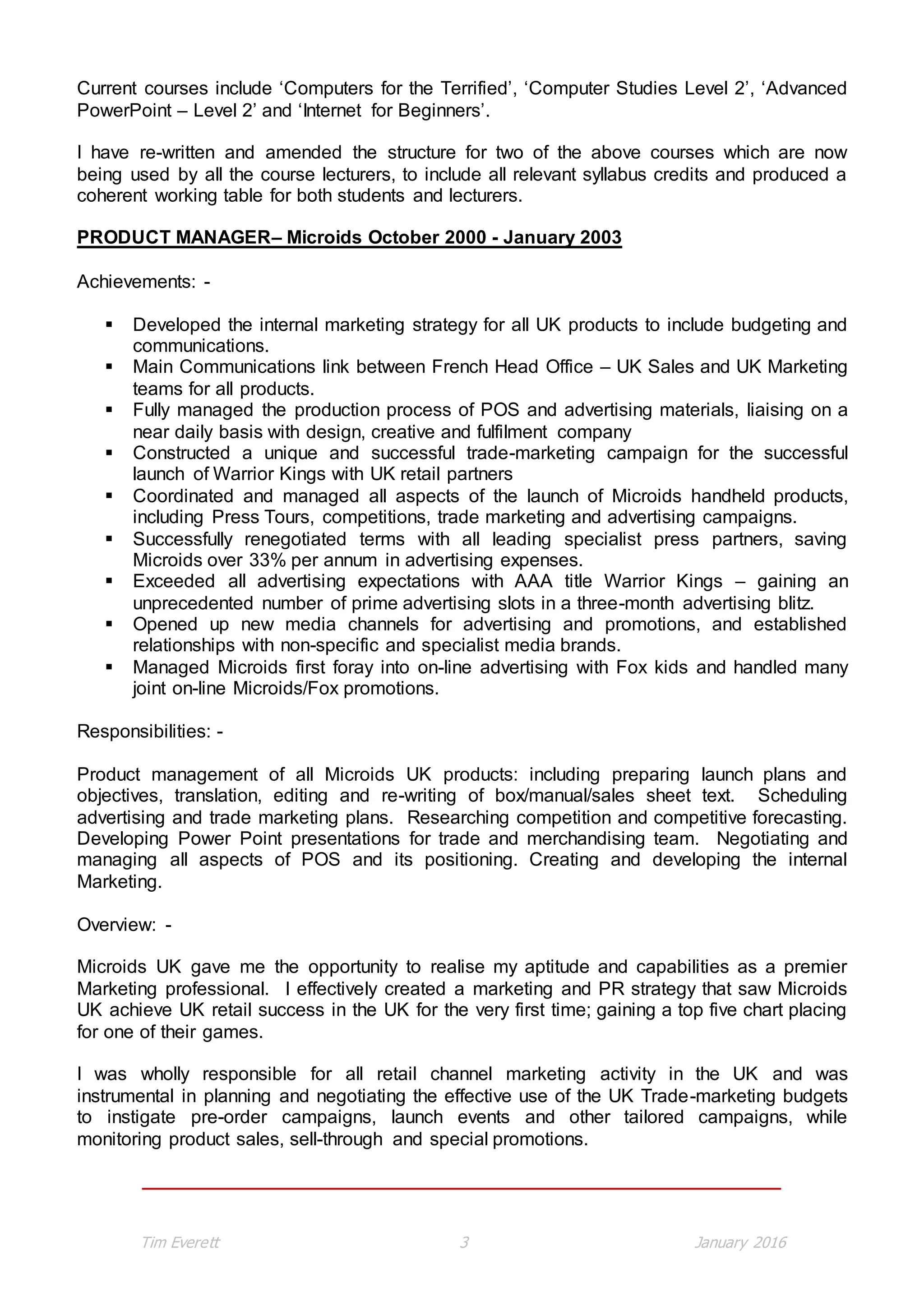 CURRICULUM VITAE (January 2016) | DOCX