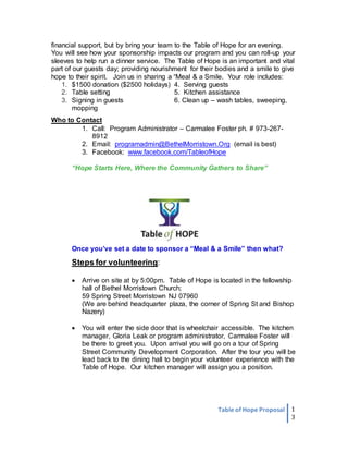 TableofHopeProposal.docx (1) | DOCX | Non-Profit Organizations | Industries