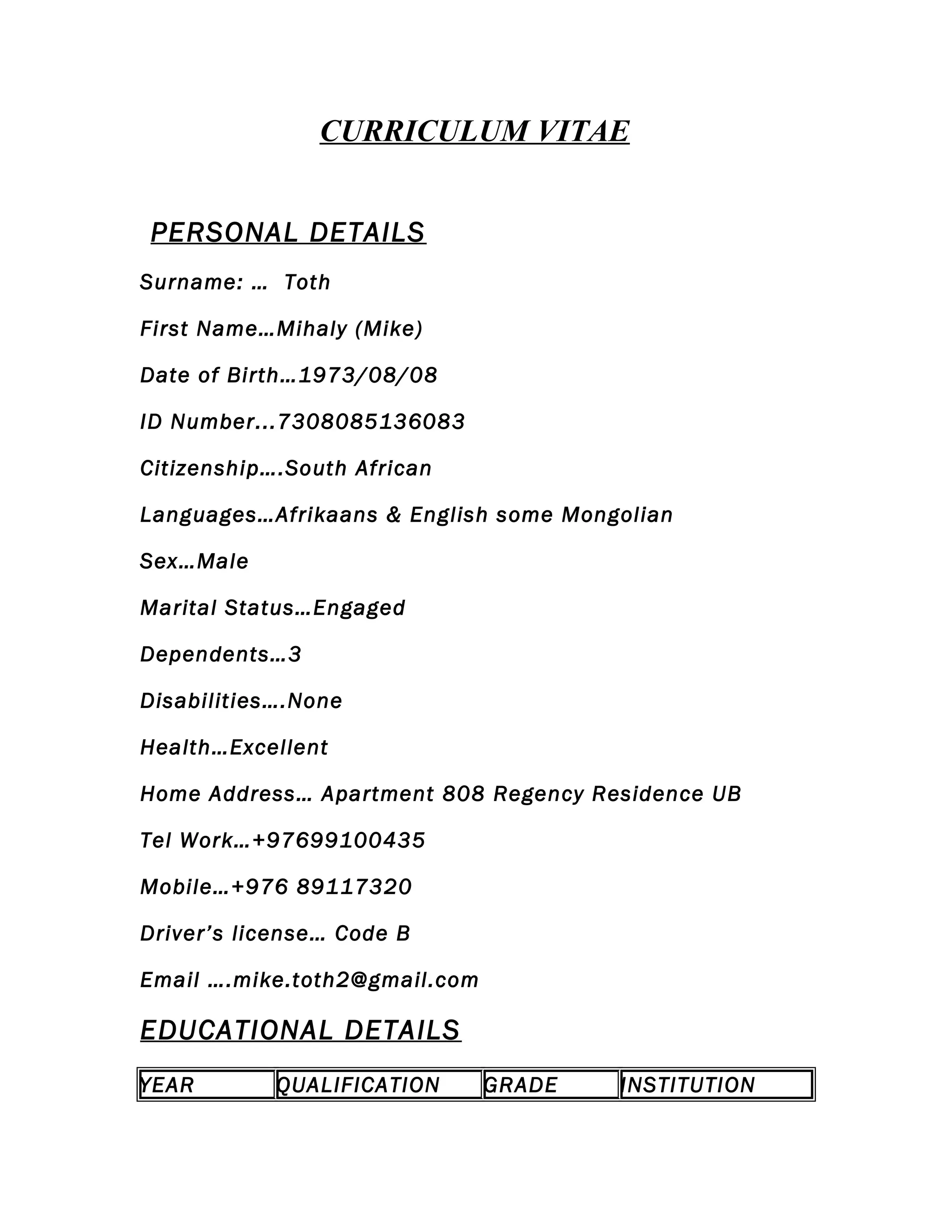 CURRICULUM Mike | DOC