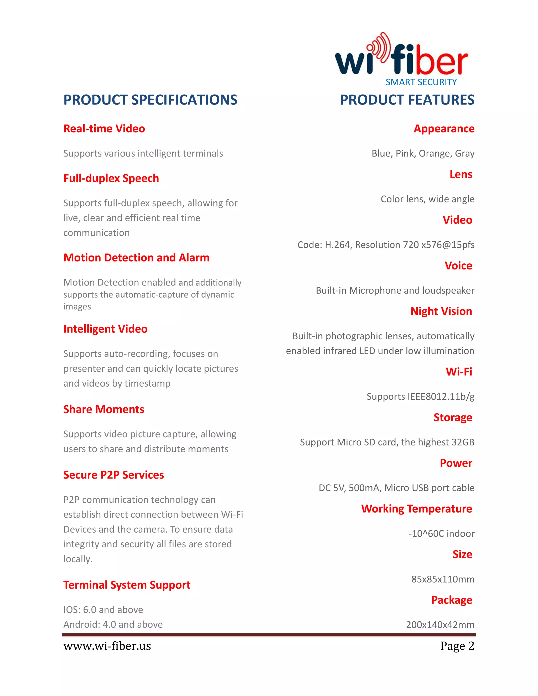 WiFiber Security Camera | PDF