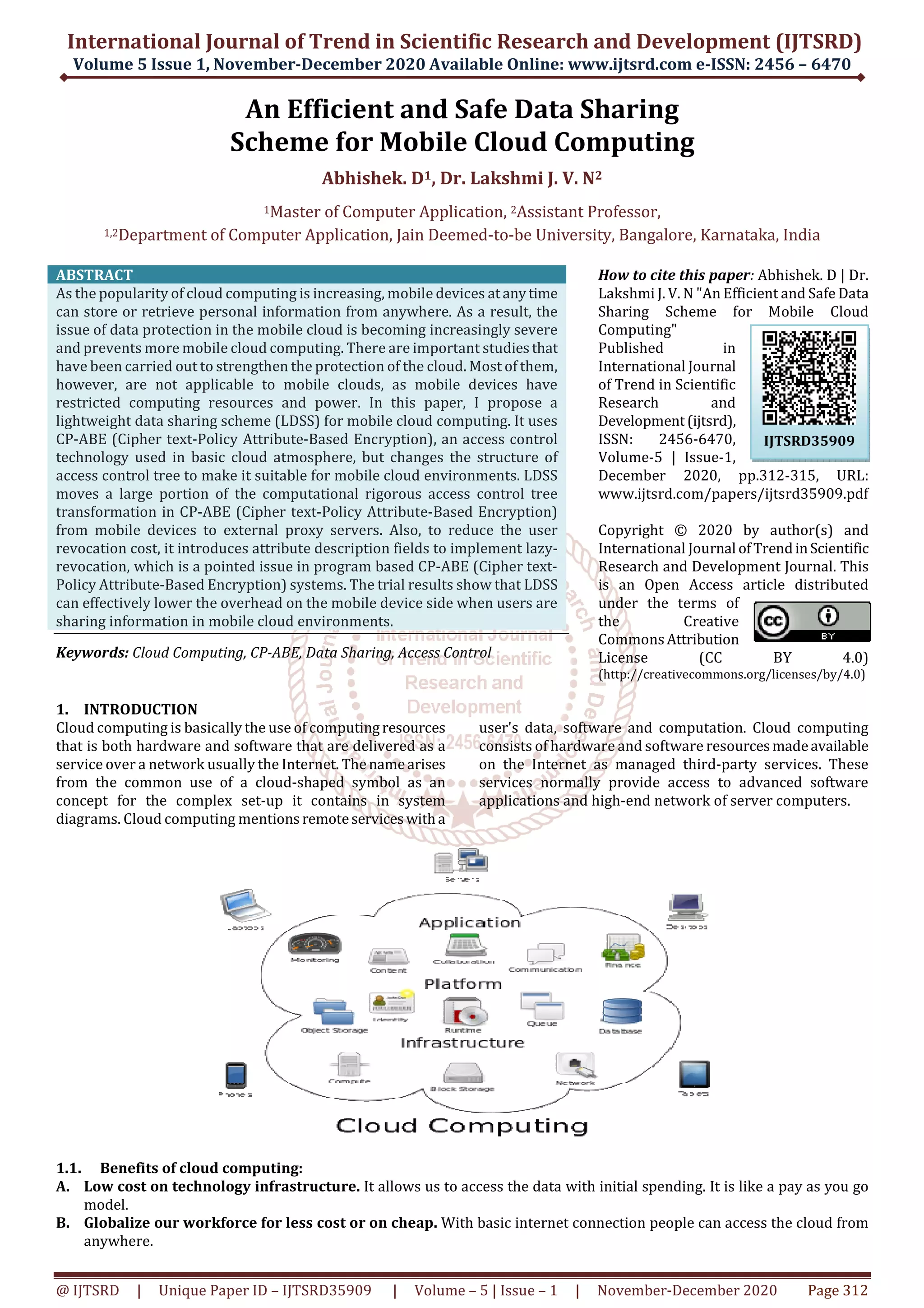 An Efficient and Safe Data Sharing Scheme for Mobile Cloud Computing | PDF