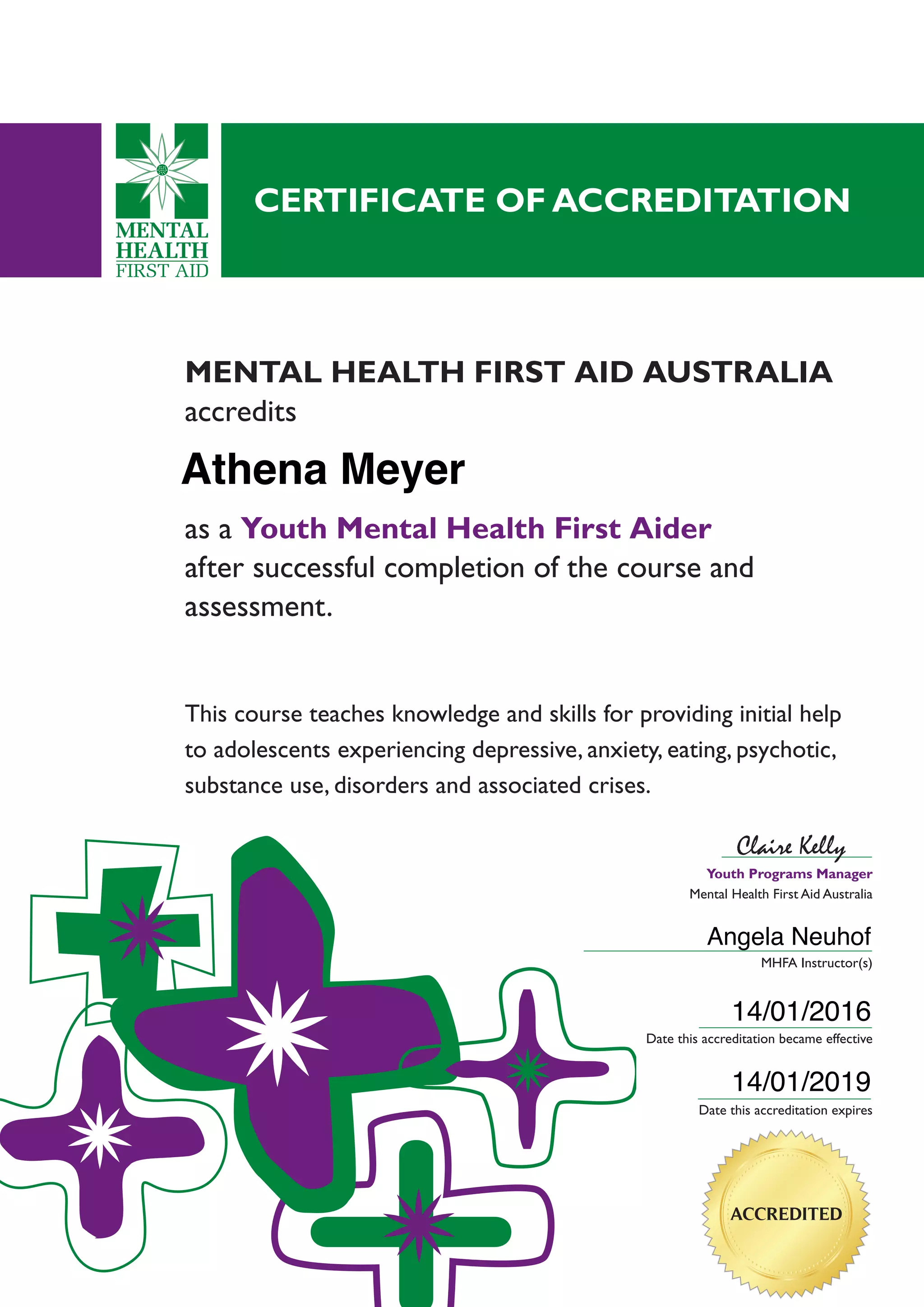 MHFA Certificate | PDF