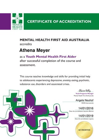 MHFA Certificate | PDF