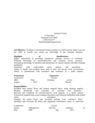 Titan Cleaning resume | PDF