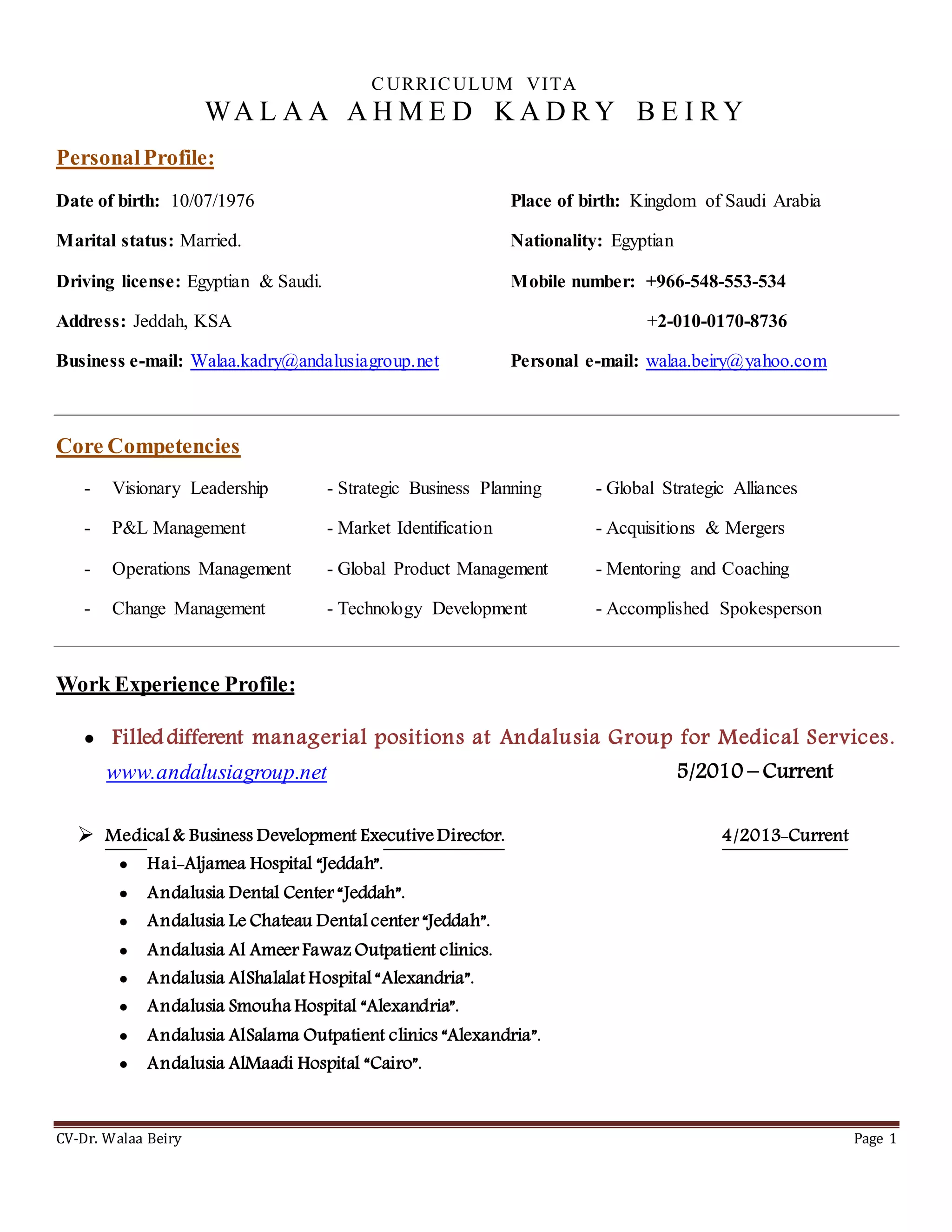Dr. Walaa Beiry CV. | DOCX