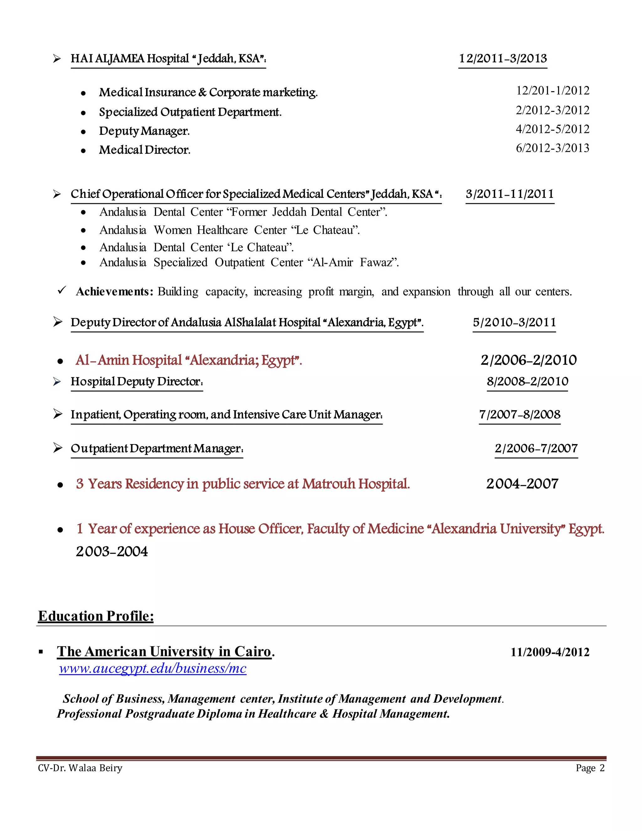 Dr. Walaa Beiry CV. | DOCX