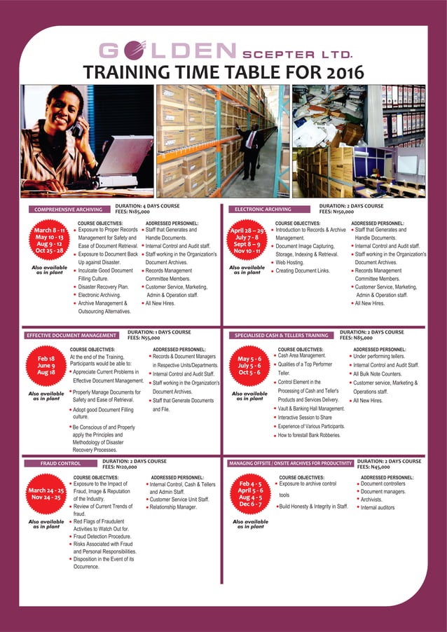 Training Time Table 2016 (1) | PDF