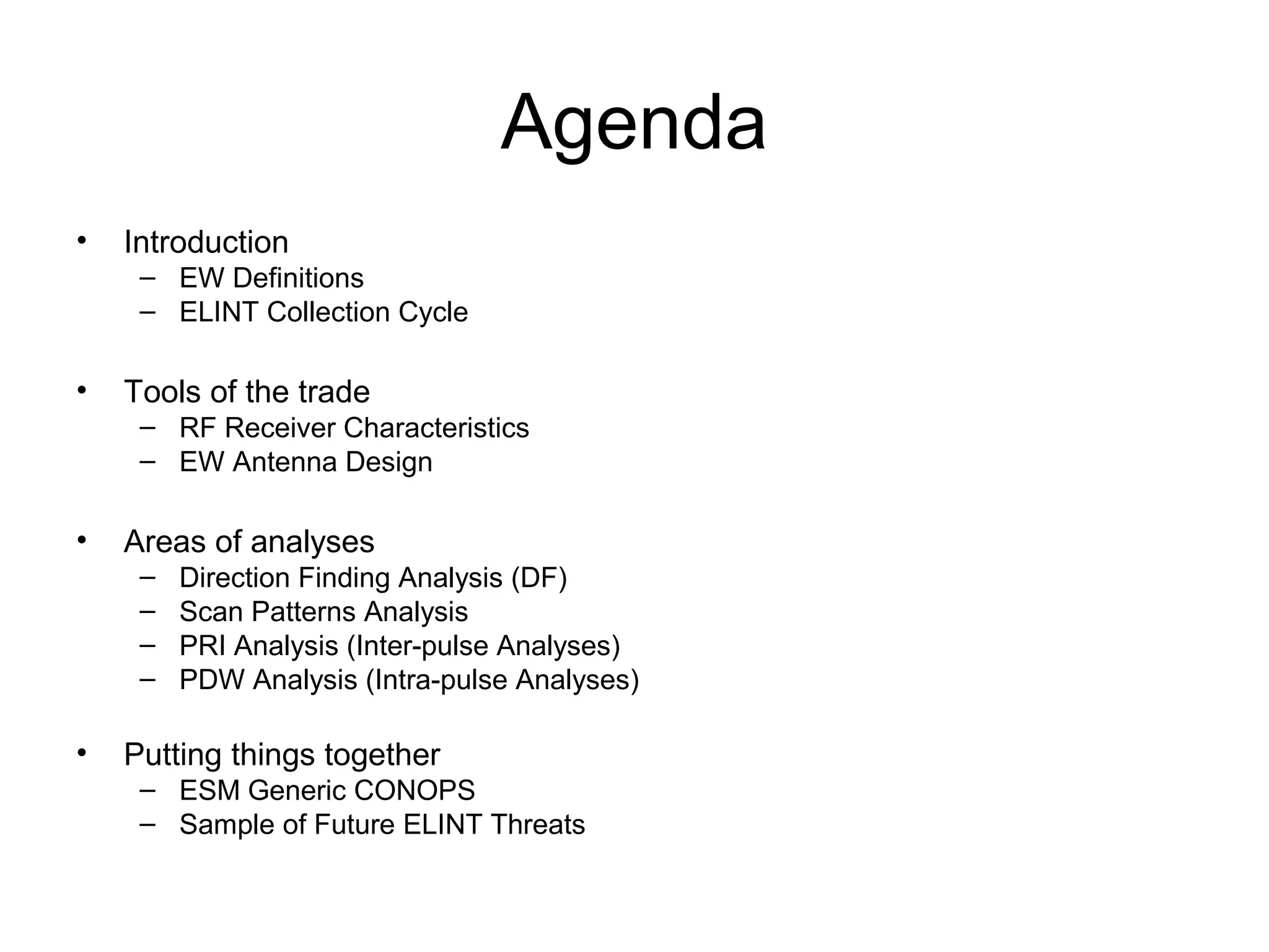 Introduction to ELINT Analyses | PPT