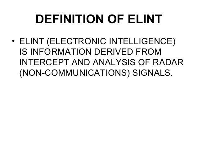 Introduction to ELINT Analyses