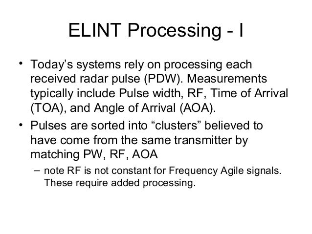 Introduction to ELINT Analyses