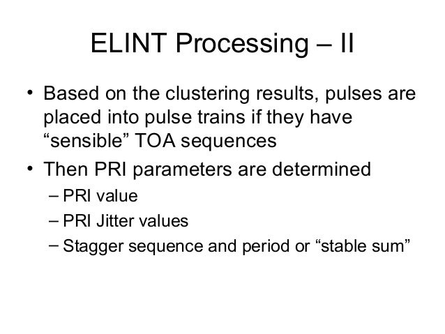 Introduction to ELINT Analyses
