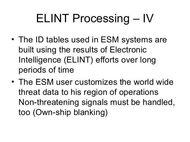 Introduction to ELINT Analyses