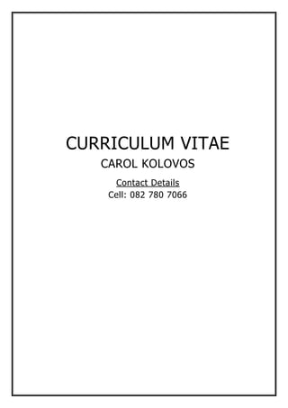 CURRICULUM VITAE-Carol Kolovos | PDF