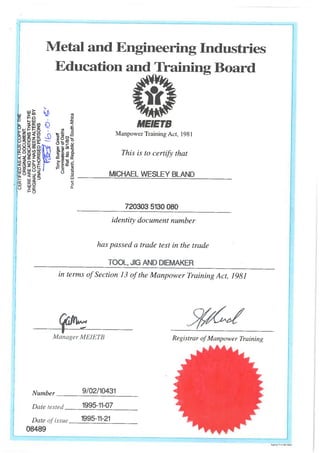 Trade Test Certificate | PDF