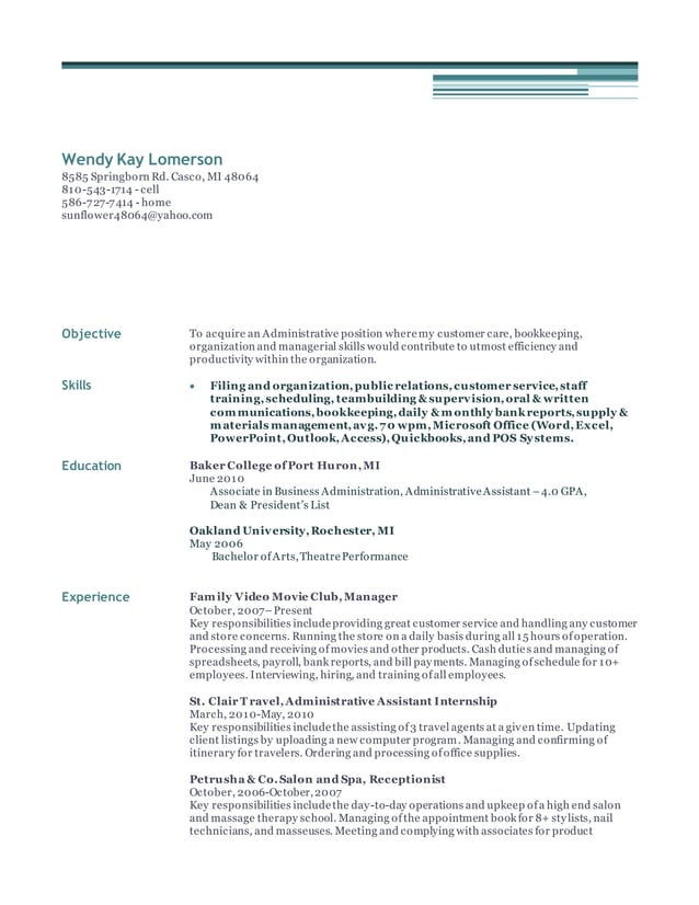 Wendy Lomerson Resume | PDF