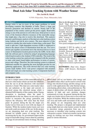 Dual Axis Solar Tracking System with Weather Sensor | PDF