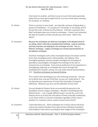 Jim Alvino Interview of Dr Amit Goswami Transcript | PDF