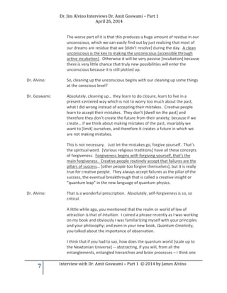 Jim Alvino Interview of Dr Amit Goswami Transcript | PDF