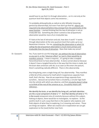 Jim Alvino Interview of Dr Amit Goswami Transcript | PDF