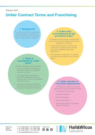 Unfair Contract Terms and Franchising | PDF