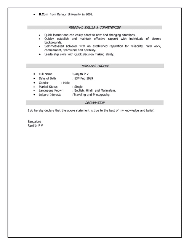 Ranjith resume | PDF