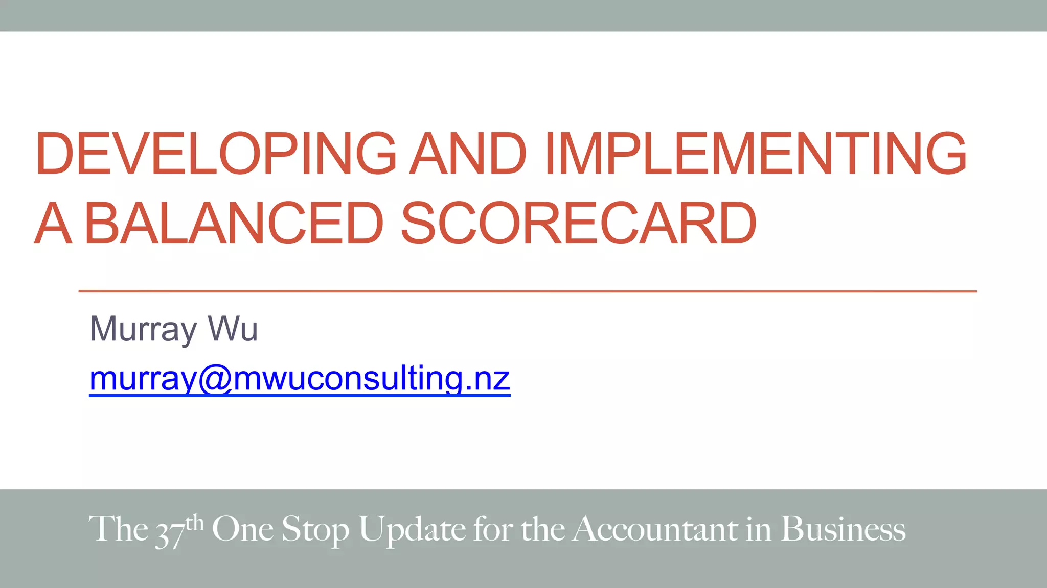 Developing and Implementing a Balanced Scorecard | PPT