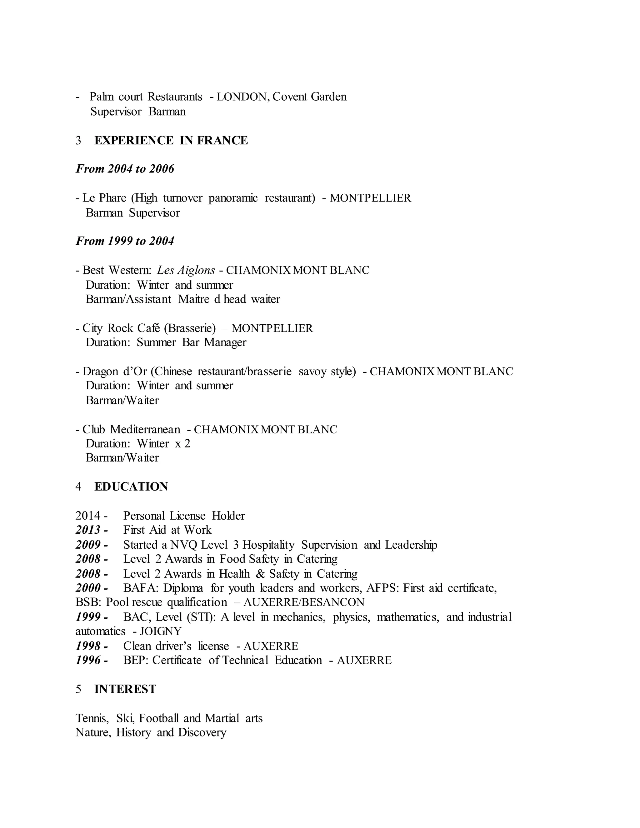 CV Francis Dumesnil word | DOCX