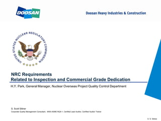 2.3 SITTNER NRC REQUIREMENTS RELATED TO INSPECTION OF COMMERCIAL GRADE ...