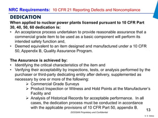 2.3 SITTNER NRC REQUIREMENTS RELATED TO INSPECTION OF COMMERCIAL GRADE ...