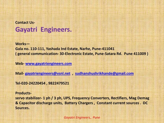 Gayatri Engineers presentation | PPTX