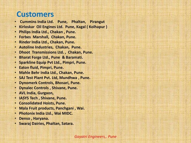 Gayatri Engineers presentation | PPT