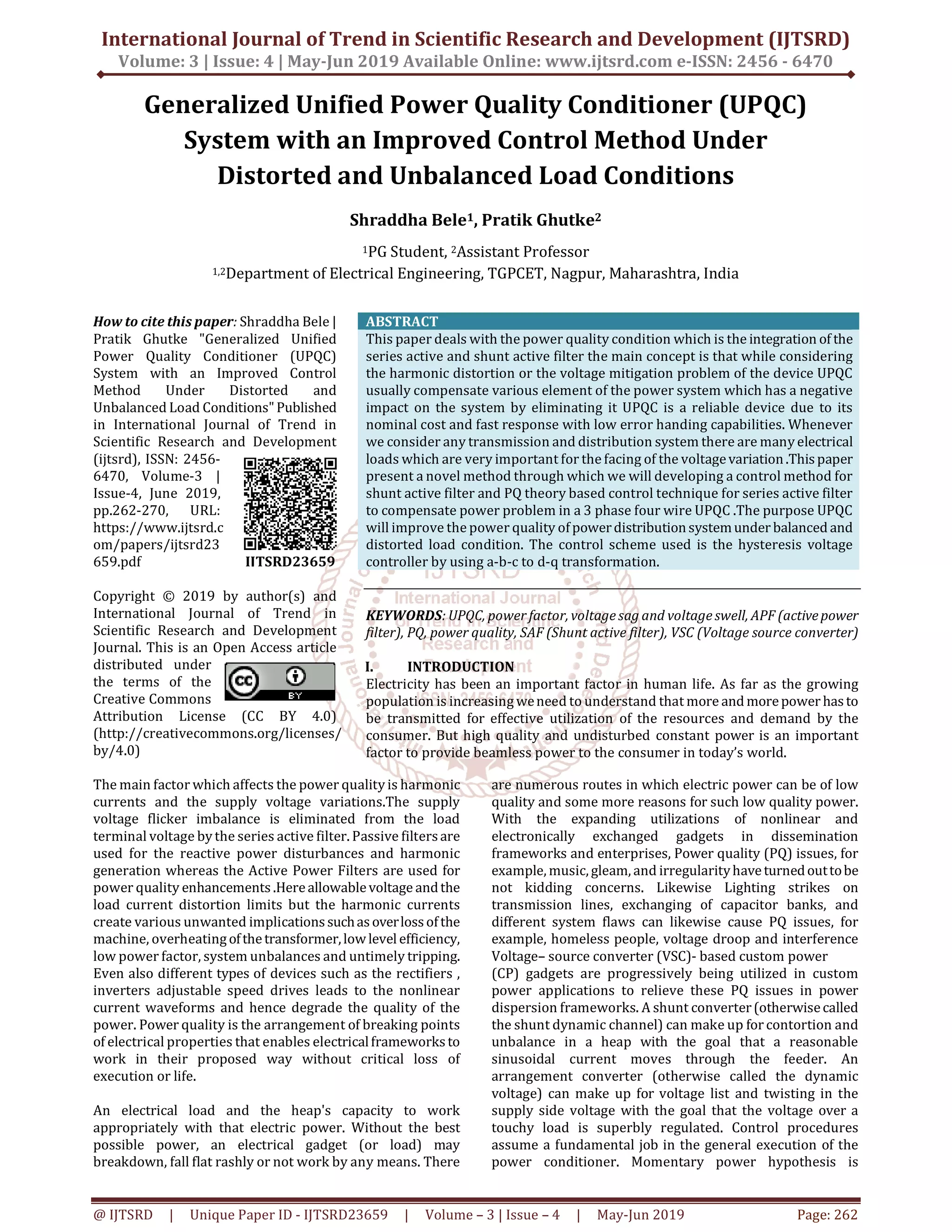 Generalized Unified Power Quality Conditioner UPQC System with an ...