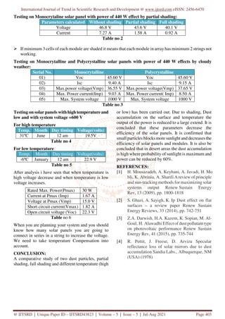 Impact of Shading, Soiling and Temperature on Solar Photovoltaic System | PDF