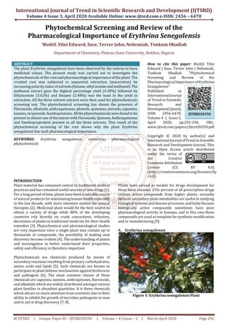 Phytochemical Screening and Review of the Pharmacological Importance of Erythrina Senegalensis | PDF