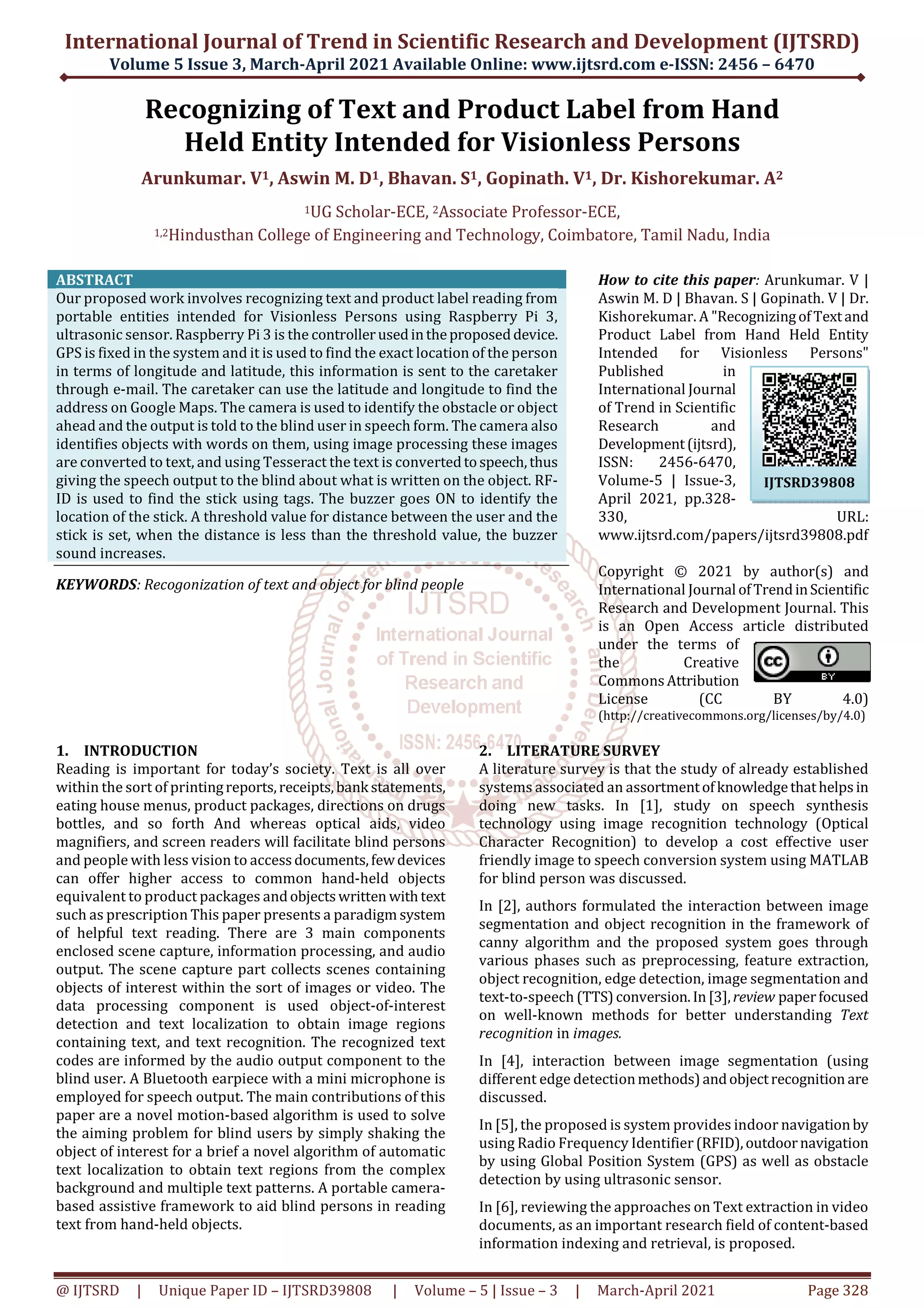 Recognizing of Text and Product Label from Hand Held Entity Intended ...