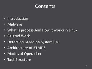 Real Time Malware Defense System in LINUX | PPT