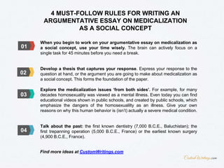 COMPLETE GUIDE ON WRITING AN ARGUMENTATIVE ESSAY ON MEDICALIZATION AS A ...