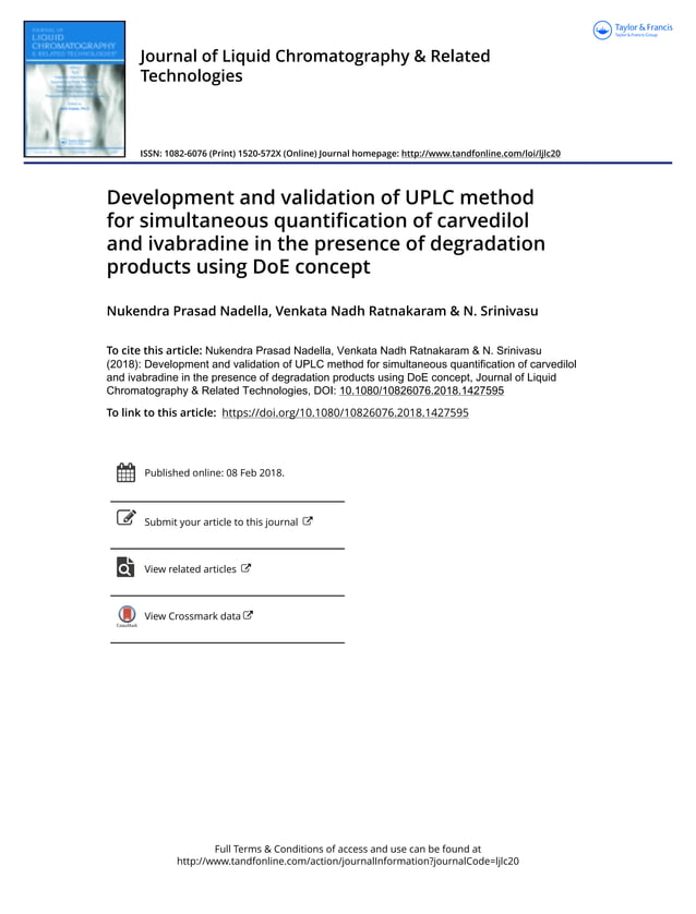 Development and validation of UPLC method for simultaneous quantification of carvedilol and ...