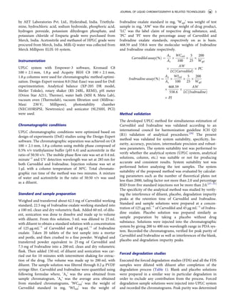 Development and validation of UPLC method for simultaneous quantification of carvedilol and ...