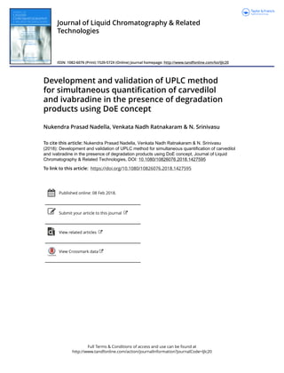 Development and validation of UPLC method for simultaneous quantification of carvedilol and ...