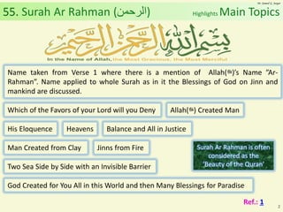 Al Quran (Chapter 55): Surah Ar Rahman [The Beneficent] | PDF