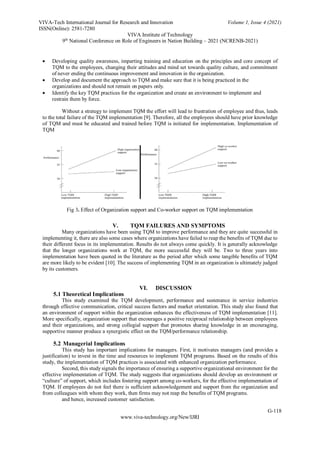 A Study on TQM Development, Performance and Sustenance in Service Industries through Effective ...