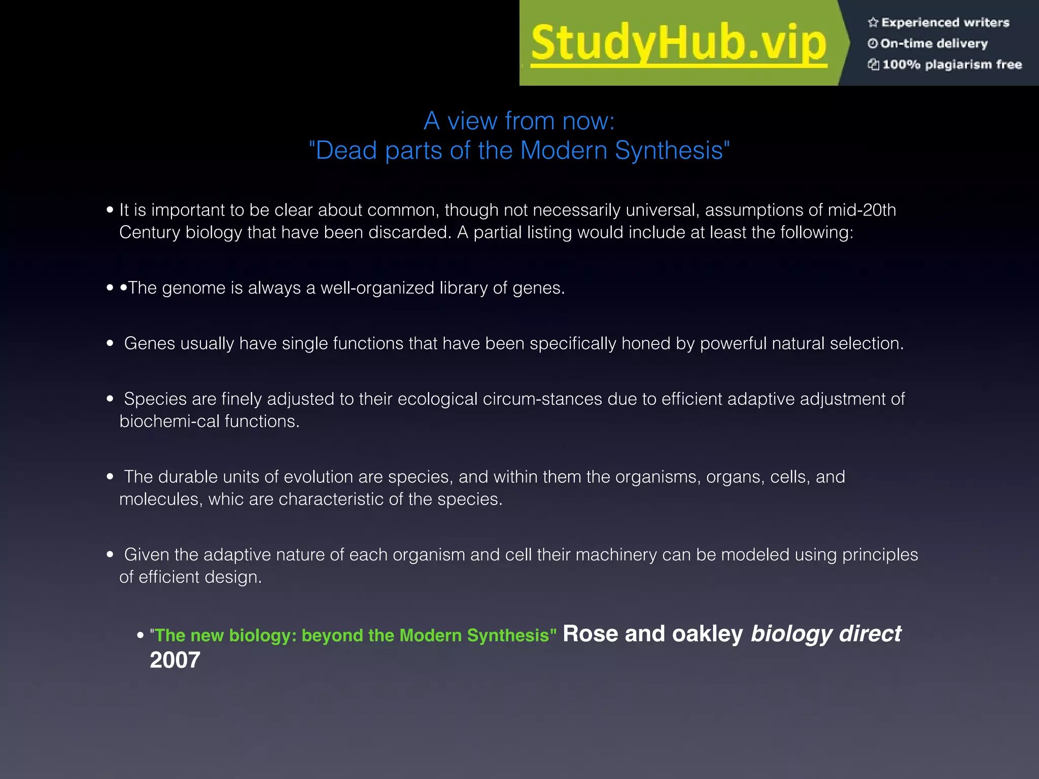 55. The Modern Synthesis And Its Competing Views Of The Explanatory ...